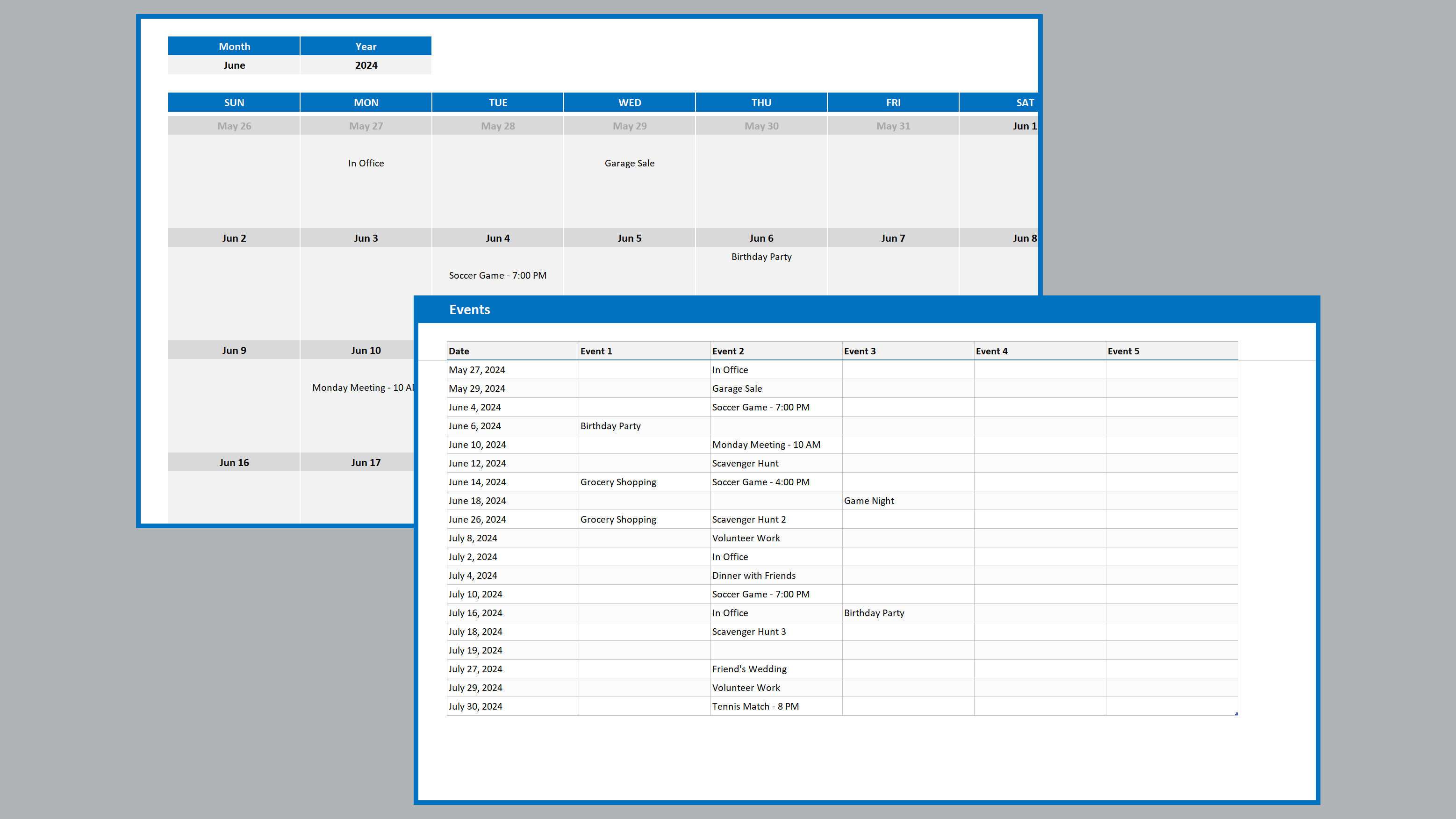 Excel Event Calendar – Spreadsheet Life