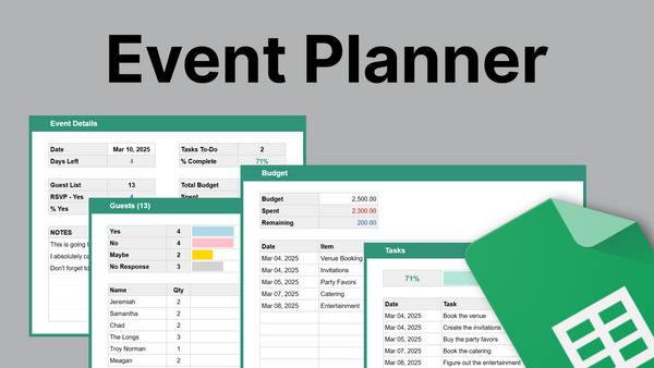 Google Sheets Event Planner – Spreadsheet Life